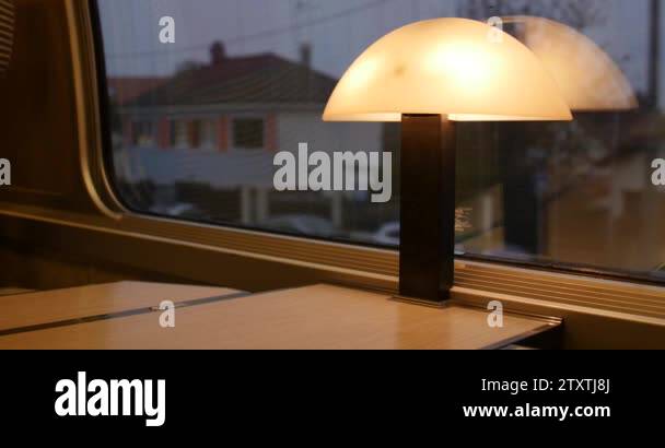 Close shot of lamp inside french high speed rail. this is a view from ...