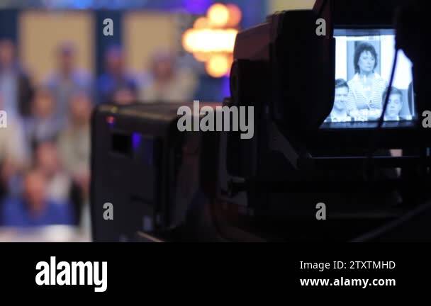The camera in the TV studio while recording TV broadcast. Media Stock ...