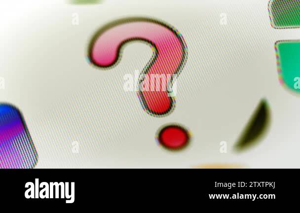 Question mark in the screen. Looping footage has 4K resolution. Prores ...