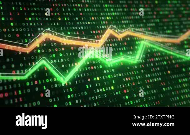 Abstract background with animation of growing charts and flowing ...