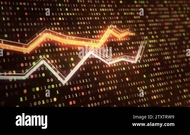 Abstract background with animation of growing charts and flowing ...