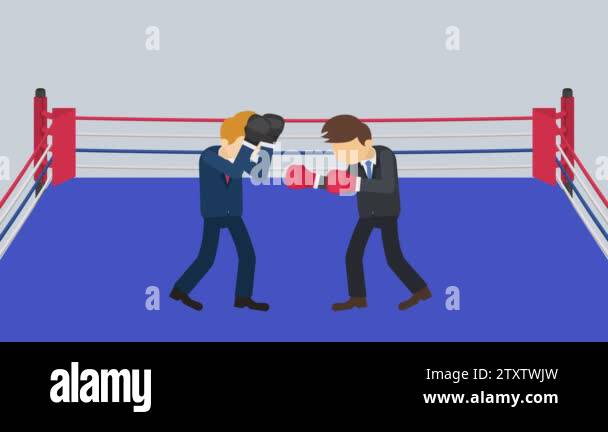 Fighting each other in boxing ring. Businessman battle wearing boxing ...