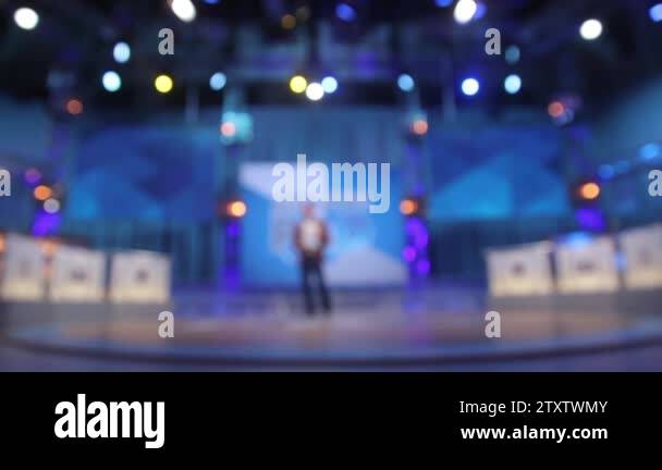 Male man TV presenter in a TV studio. TV presenter. TV host Stock Video ...