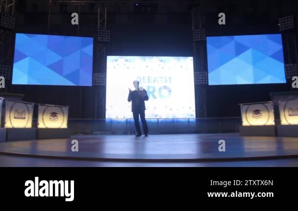 Male man TV presenter in a TV studio. TV presenter. TV host Stock Video ...