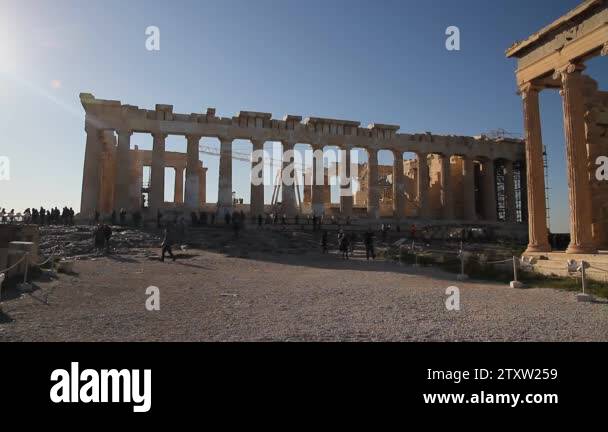 Acropolis of Athens, Greece, with the Parthenon Temple. Famous old Parthenon temple is the main ...