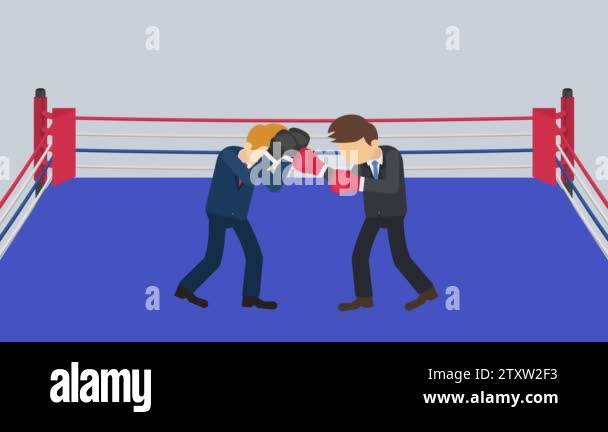 Fighting each other in boxing ring. Businessman battle wearing boxing ...