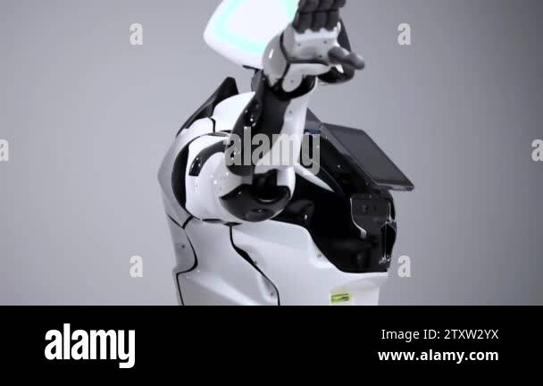 Modern Robotic Technologies. White modern robot in a bright studio ...