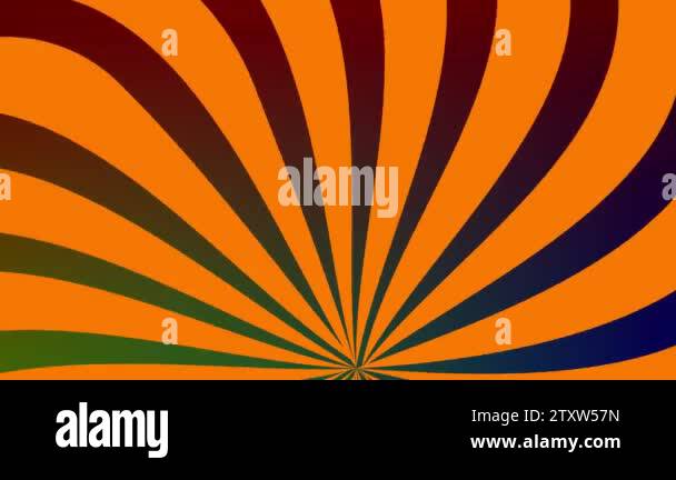 Fan of various colors in the shape of a circular spiral that rotates in ...