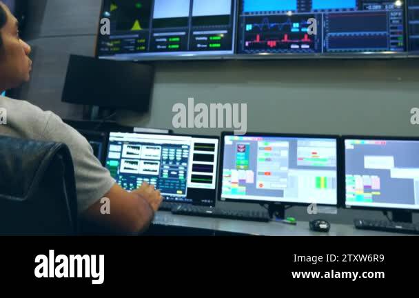 Male Asian engineers are operating in a system of radiation control ...