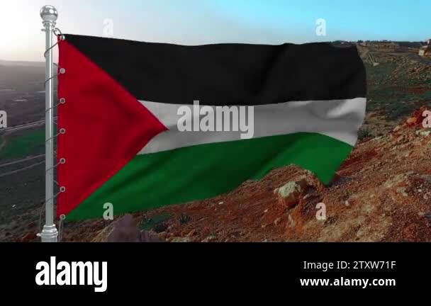 Flag of Palestinian, national symbol. Flag of Palestinian on background ...