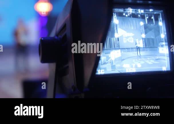 The camera in the TV studio while recording TV broadcast. Media Stock ...