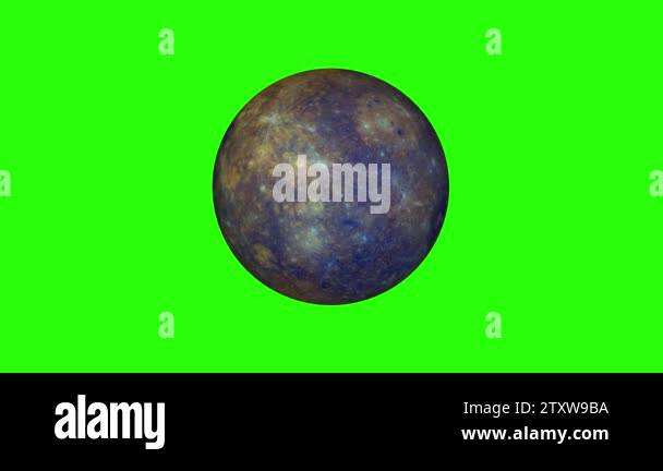 simple Mercury planet model rotating seamless loop animation on green ...