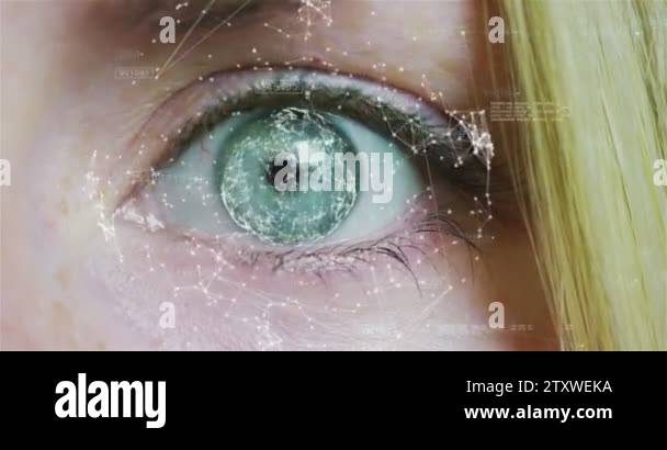 Human Eye Scan Technology Interface Animation Blue human eye in extreme ...