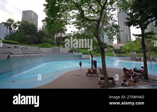 Kuala Lumpur, Malaysia. January 2019. a pool among the waterfalls in ...