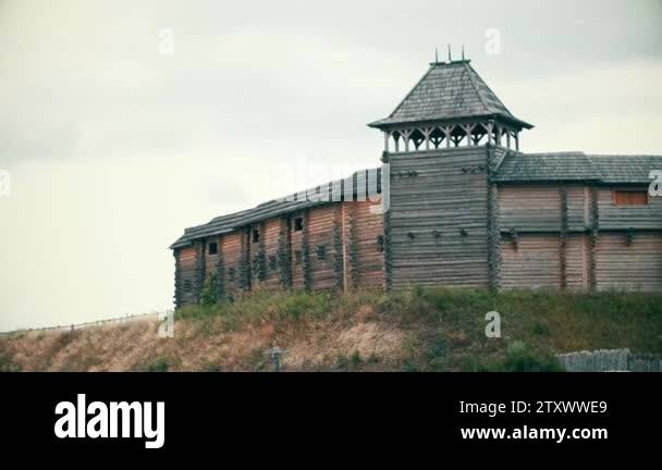 An ancient Slavic pagan city built of wood, excellent scenery for a ...