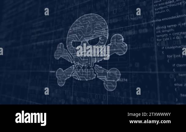 Cyber crime with skull symbol project creating. Abstract concept of ...
