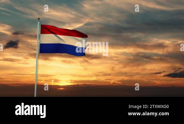 Dutch flag waving depicts the national symbol of The Netherlands or ...