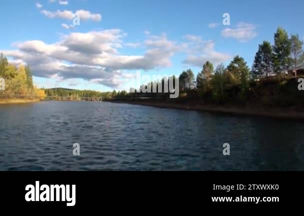 Beautiful nature of Lena River in uninhabited taiga of Siberia Russia ...