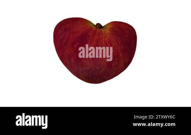Realistic render of a rotating half Red Delicious apple on white ...