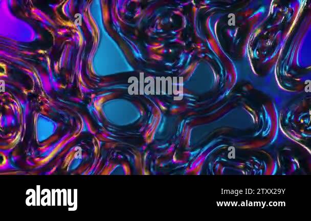 Abstract 3d render holographic oil surface background, foil wavy ...