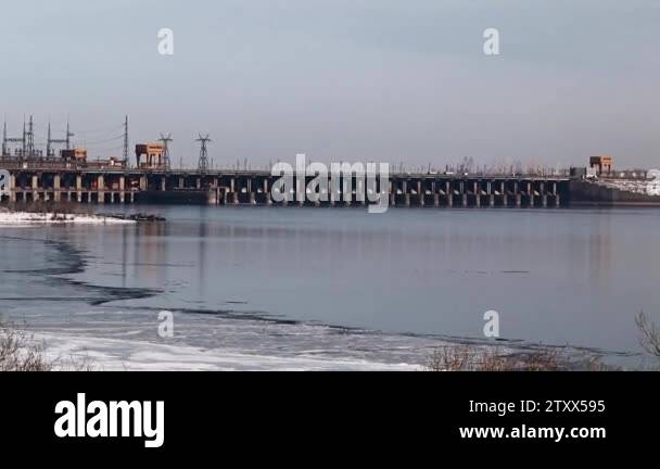 Structures and buildings of a hydroelectric power station on the Volga ...