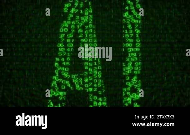 AI - Artificial Intelligence - Digital Data Code Matrix. Camera moving ...