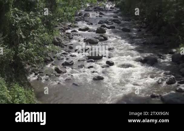 The deep mountain river after a tropical rain, Amazing riverscape with ...
