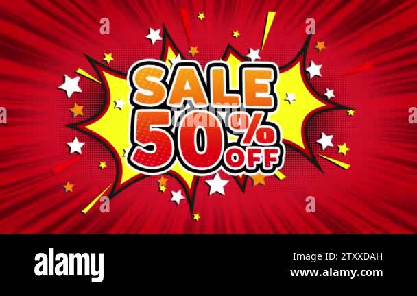 Sale 50 Off Word Retro Cartoon Comic Bubbles Seamless loop Stock Video ...