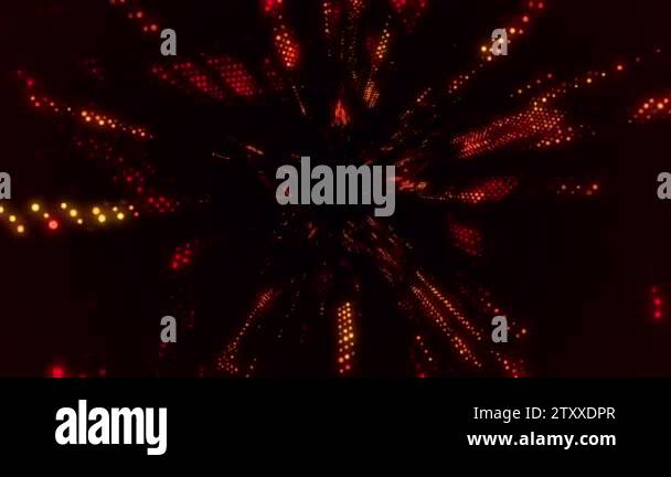 Animation of flying into digital technologic tunnel from glowing and ...