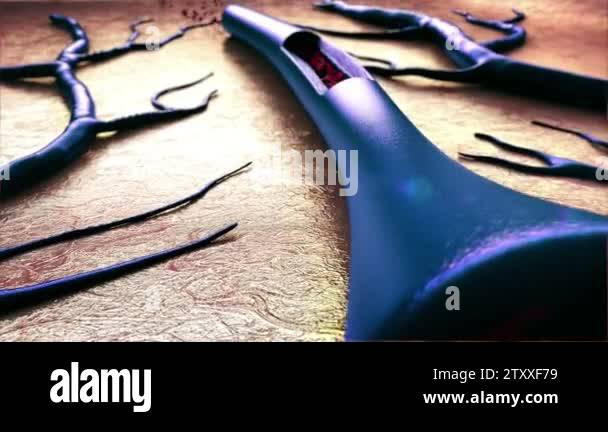 Contraction of blood vessels, a blood clot in the vessels, fat cell in ...