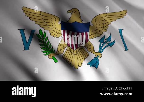 Flag of U.S. virgin Islands. Animation. White flag with large seal of ...
