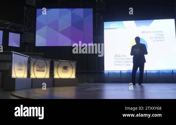 Male man TV presenter in a TV studio. TV presenter. TV host Stock Video ...