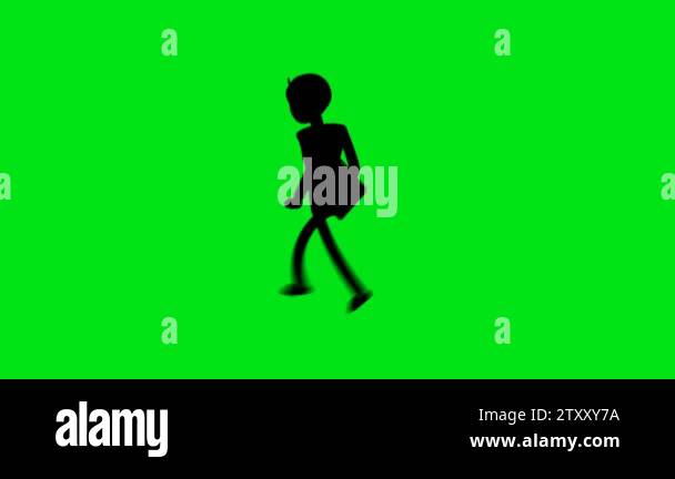 Silhouette Business man running on green background loopable video.Male ...