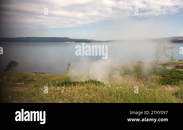 Close up of smoke slowly rising from the steam vents at the Steamboat ...