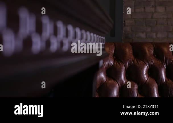 Modern interior with brick wall and wood. Focus changes Stock Video ...
