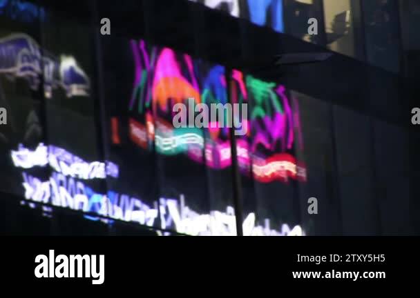 Red neon lights reflections glass windows Stock Videos & Footage - HD ...