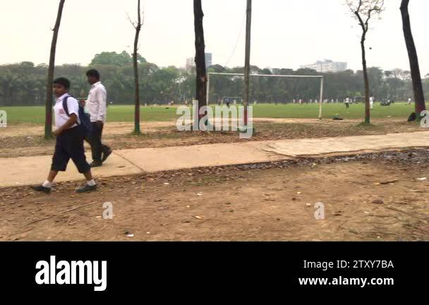 Young students playing cricket at the Dhaka Residential Model College in Mohammadpur, Dhaka, the ...