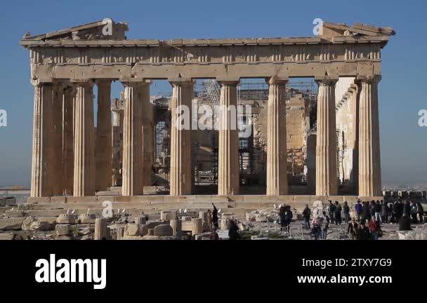 Acropolis of Athens, Greece, with the Parthenon Temple. Famous old Parthenon temple is the main ...