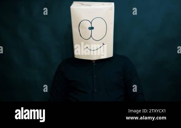 Emotion concept. Raises the thumb of the right hand up. On the face is ...
