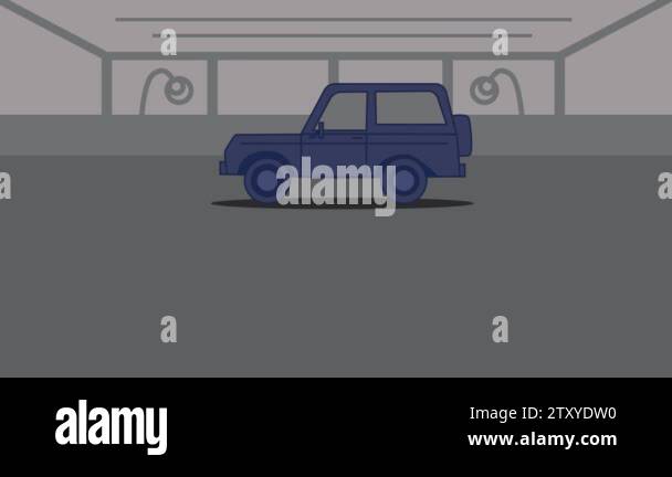 2D animation, blue car driving in, two Caucasian hands shaking at the ...