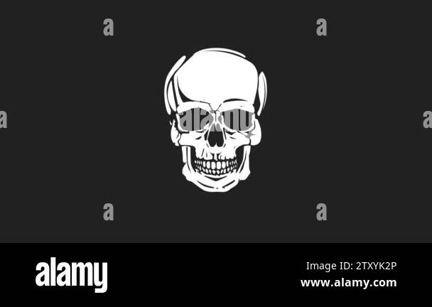 Dead Skull Head Laughing Loop/ Animation of a funny cartoon skull head ...
