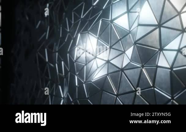 Abstract 3D visualization of a geometric low-poly surface. Computer animation loop. Modern ...