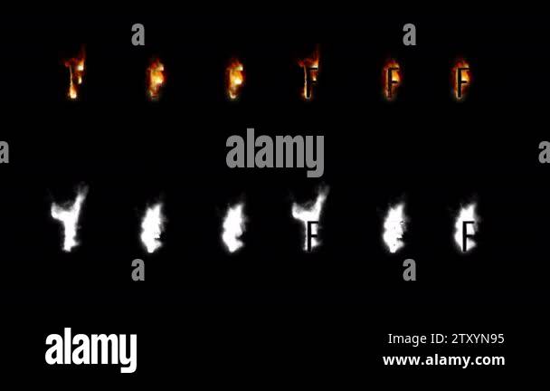Burning font. Burn fire word text with flame and smoke on black ...