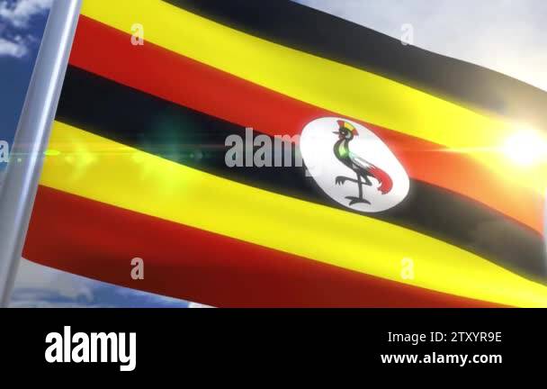 animation of the flag of Uganda in 4 different camera angles and 4 ...