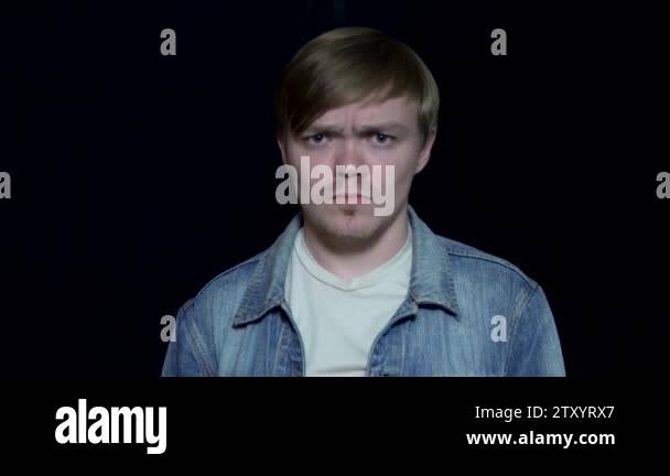 Young man feeling sad. Cute man sad with disturbed expression. Human ...