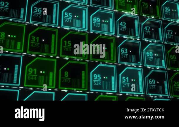 Digital space with computer cells in futuristic style. Animation ...