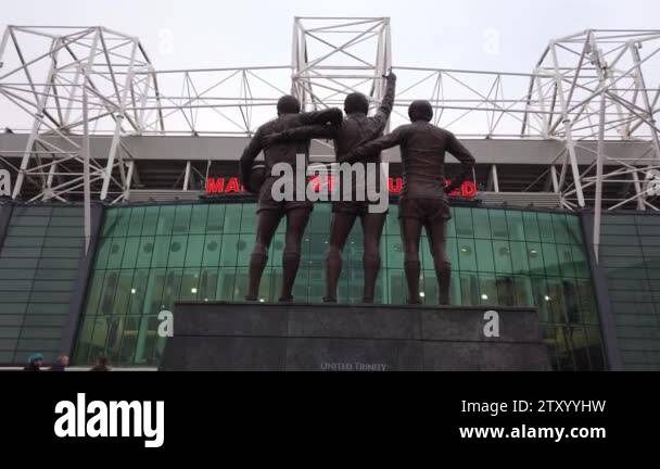 United Trinity statue at Manchester United Football Ground in Old ...