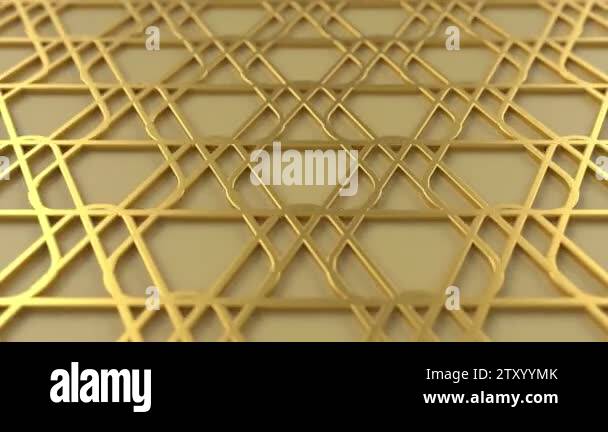 Arabesque looping geometric pattern. Gold islamic 3d motif. Arabic ...