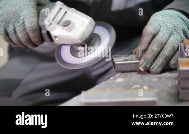 Industrial factory. Polishing the metal pieces Stock Video Footage - Alamy