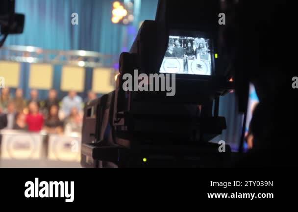 The camera in the TV studio while recording TV broadcast. Media Stock ...